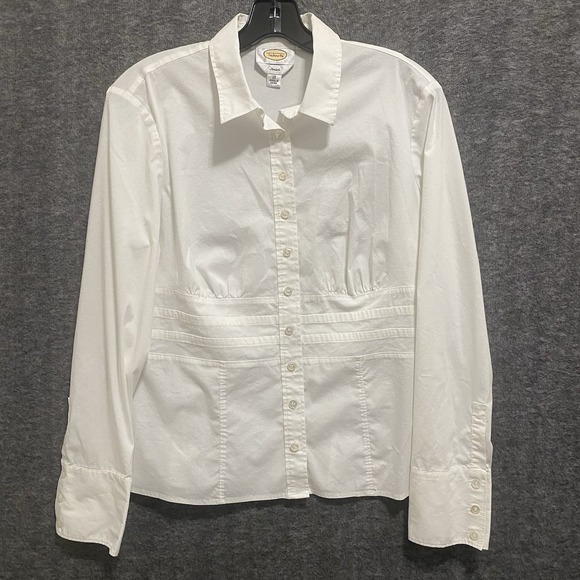 Talbots | Tops | Vintage Talbots Top Womens 2 White Button Up Stretch ...